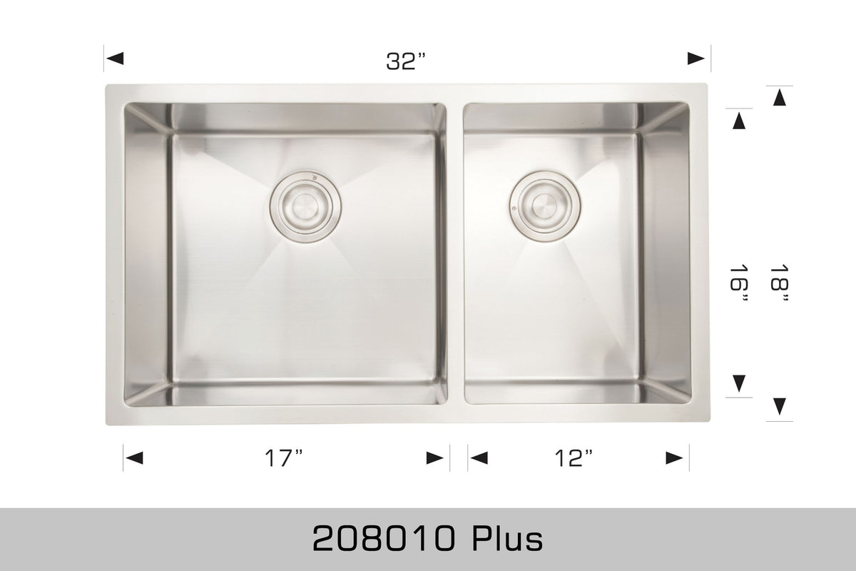 Bosco #208010 Rectangular Undermount Kitchen Two Bowl Sink 304 Stainle ...